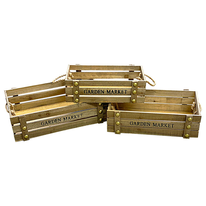 Loon Peak® 3 Piece Solid Wood Crate Set | Wayfair