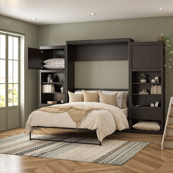 Wade Logan® Wexford Murphy Bed with Side Cabinet Storage & Reviews ...