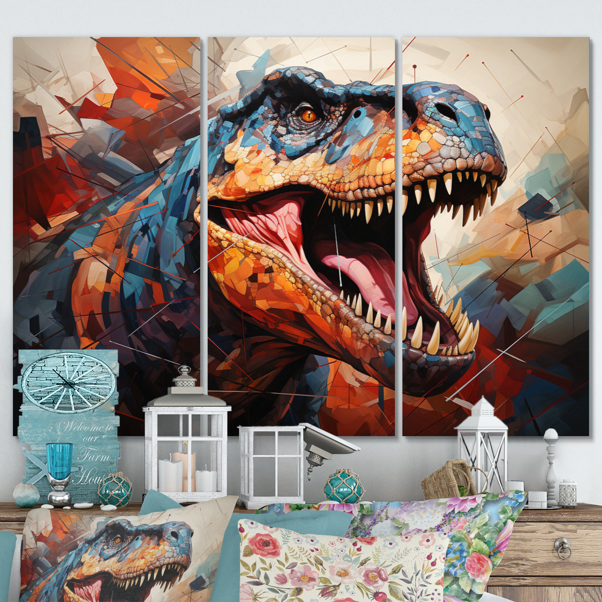Design Art Dinosaur Prehistoric Legacy Geometric II - Animals Metal ...