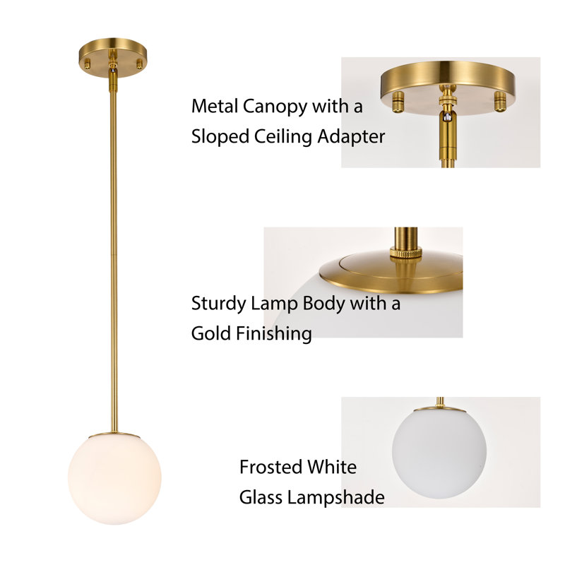 Mercer41 glass globe pendant lights kitchen island light gold | Wayfair