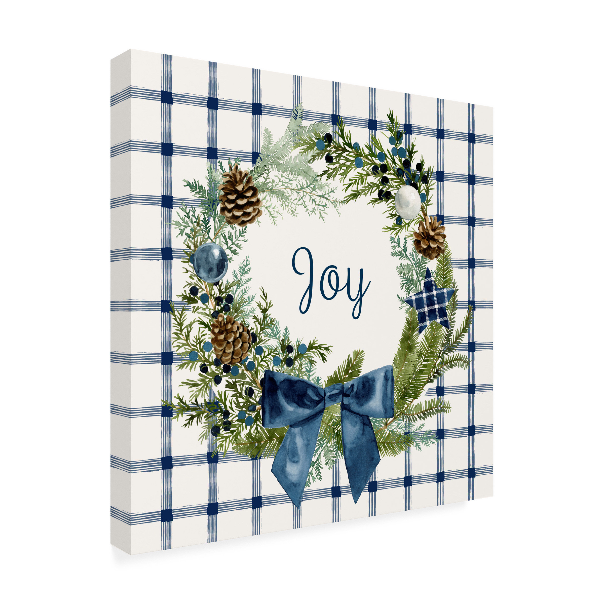 The Holiday Aisle® Juniper Wreath II On Canvas by Victoria Barnes Print ...