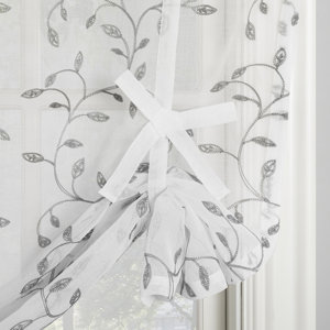 Winston Porter Mangano Embroidered Foliage Semi-Sheer Rod Pocket Window ...
