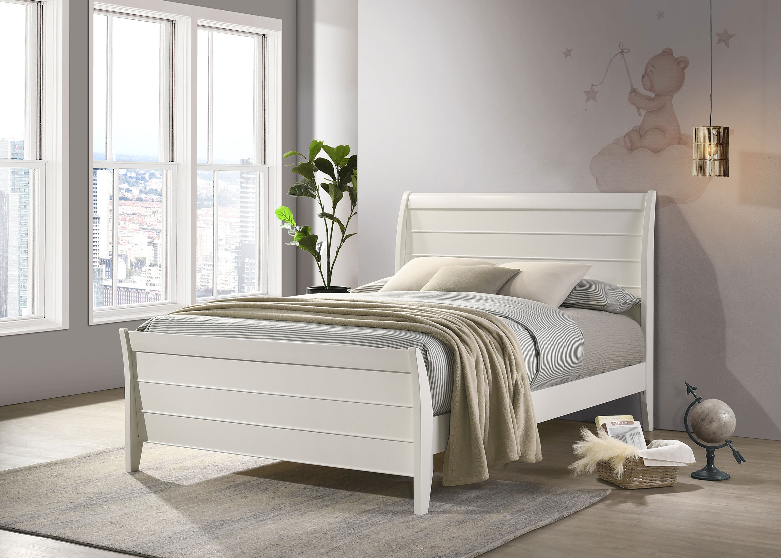 Kirby Kha Selena Wood Panel Bed Cream White - Wayfair Canada