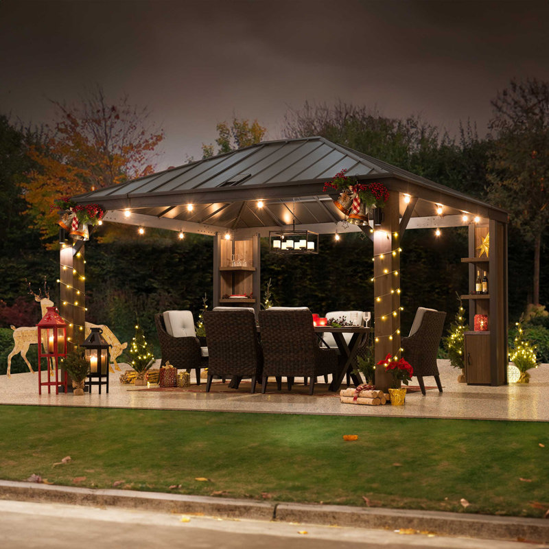 Sunjoy SummerCove Elmgrove 12 ft. x 14 ft. Solar Powered Hardtop Gazebo ...