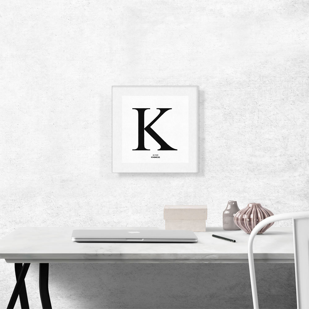 ARTCANVAS Modern Black and White Gray Serif Alphabet Letter K - Wrapped ...