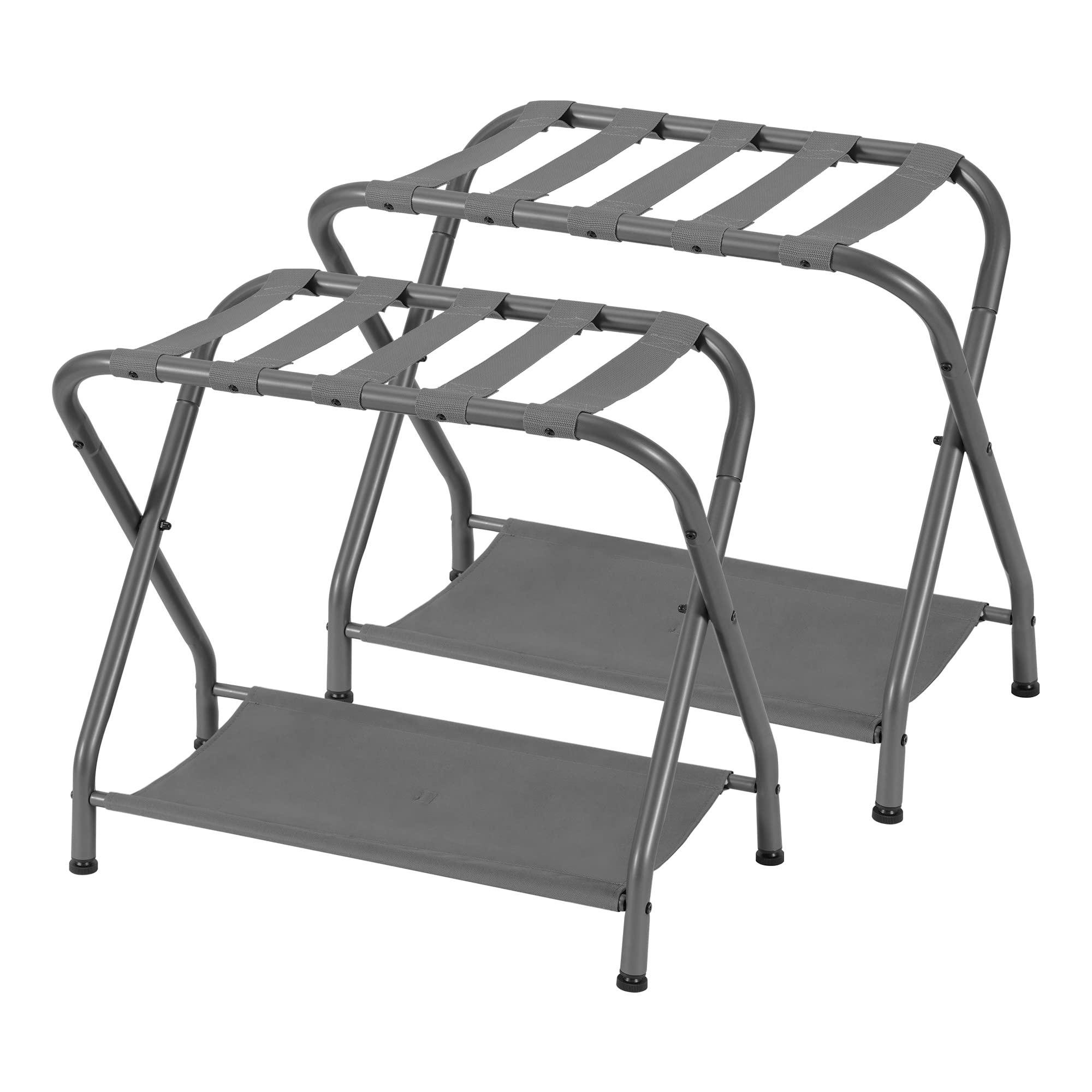 COOREL Luggage Rack,Pack Of 2,Steel Folding Suitcase Stand With Storage ...