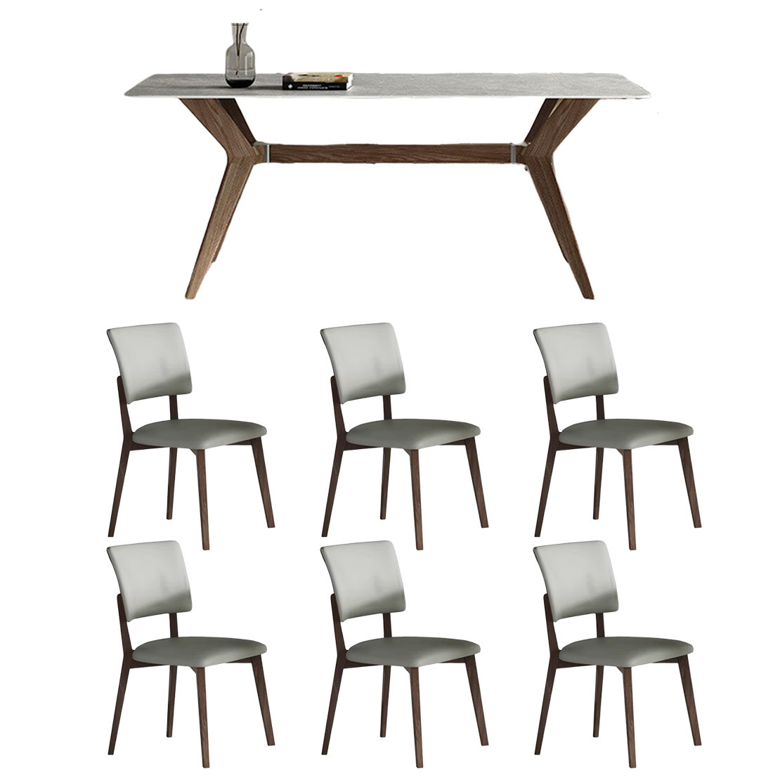 Greyleigh Minimal Light Luxury Dining Table And Chairs Rectangular ...