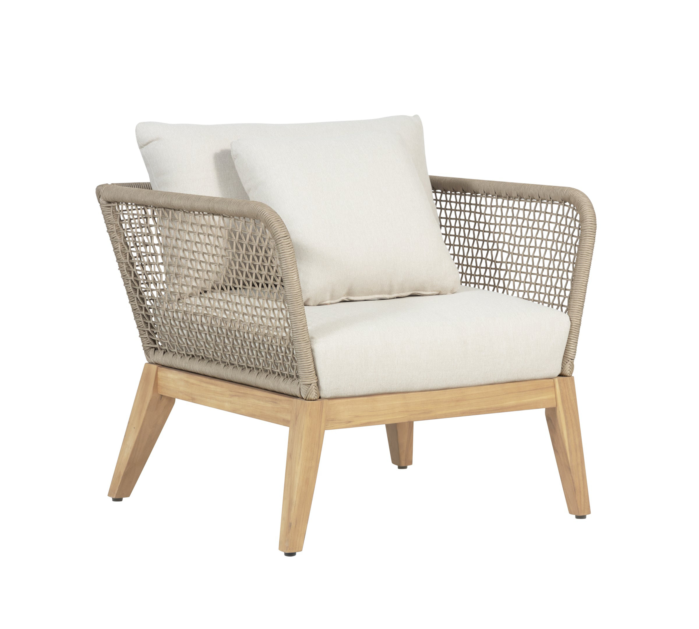 Crafters and Weavers Cypress Teak Wood Outdoor Arm Chair with Rope ...