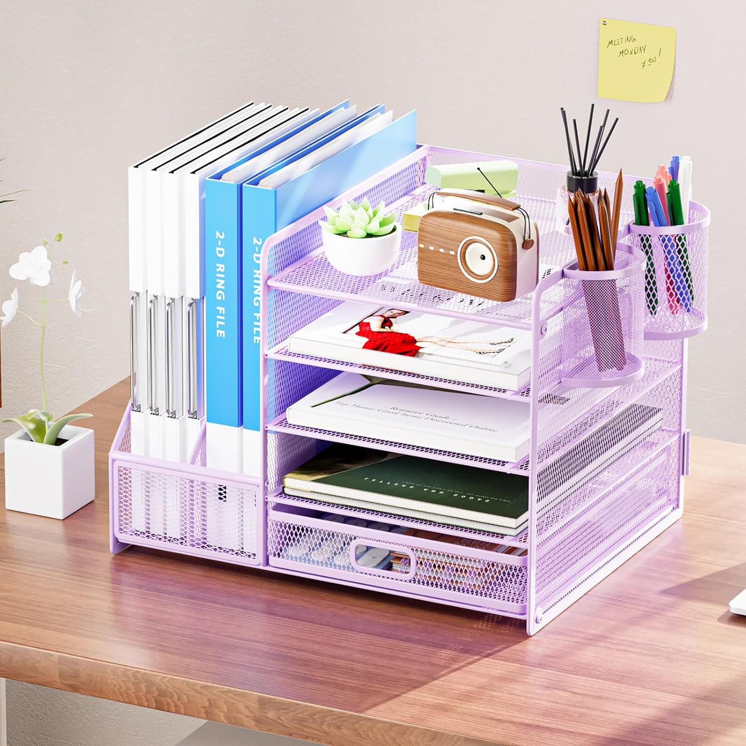 Inbox Zero Mimke Desk Organizer with File Holder, 5-Tier Paper Letter ...