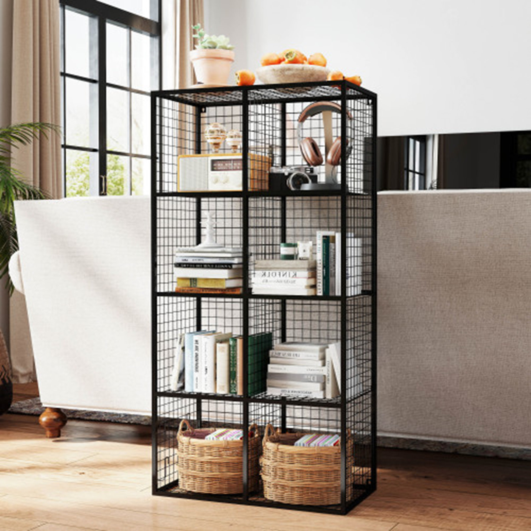17 Stories 8 Cube Wire Storage Organizer, Modular Display Shelf | Wayfair