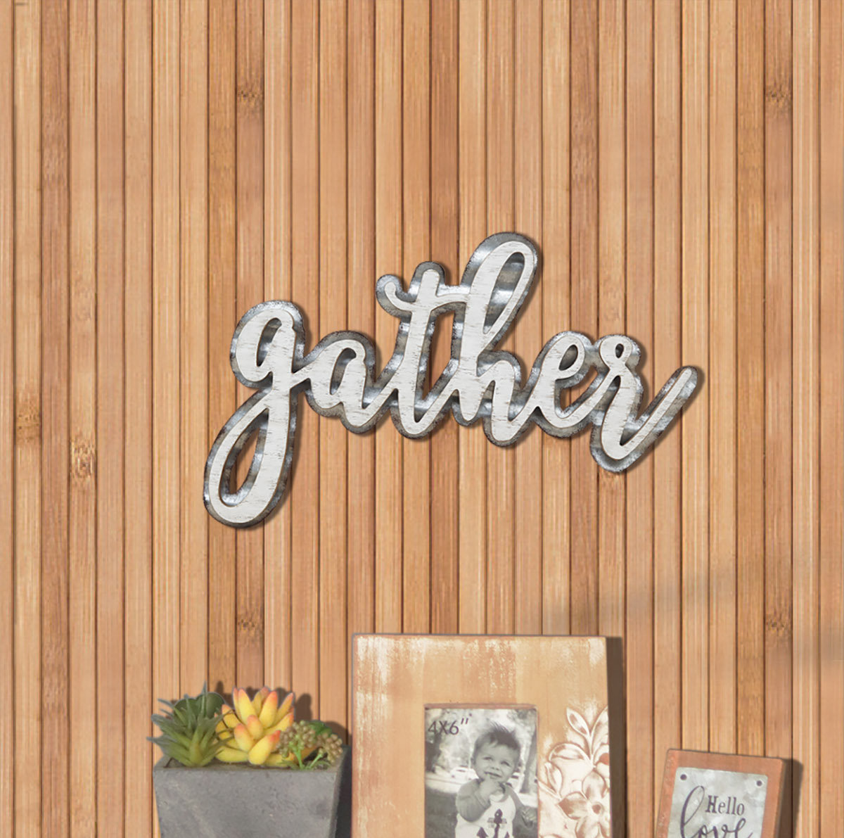 Gracie Oaks Rustic Cutout Gather Word Wall Decor - Wayfair Canada