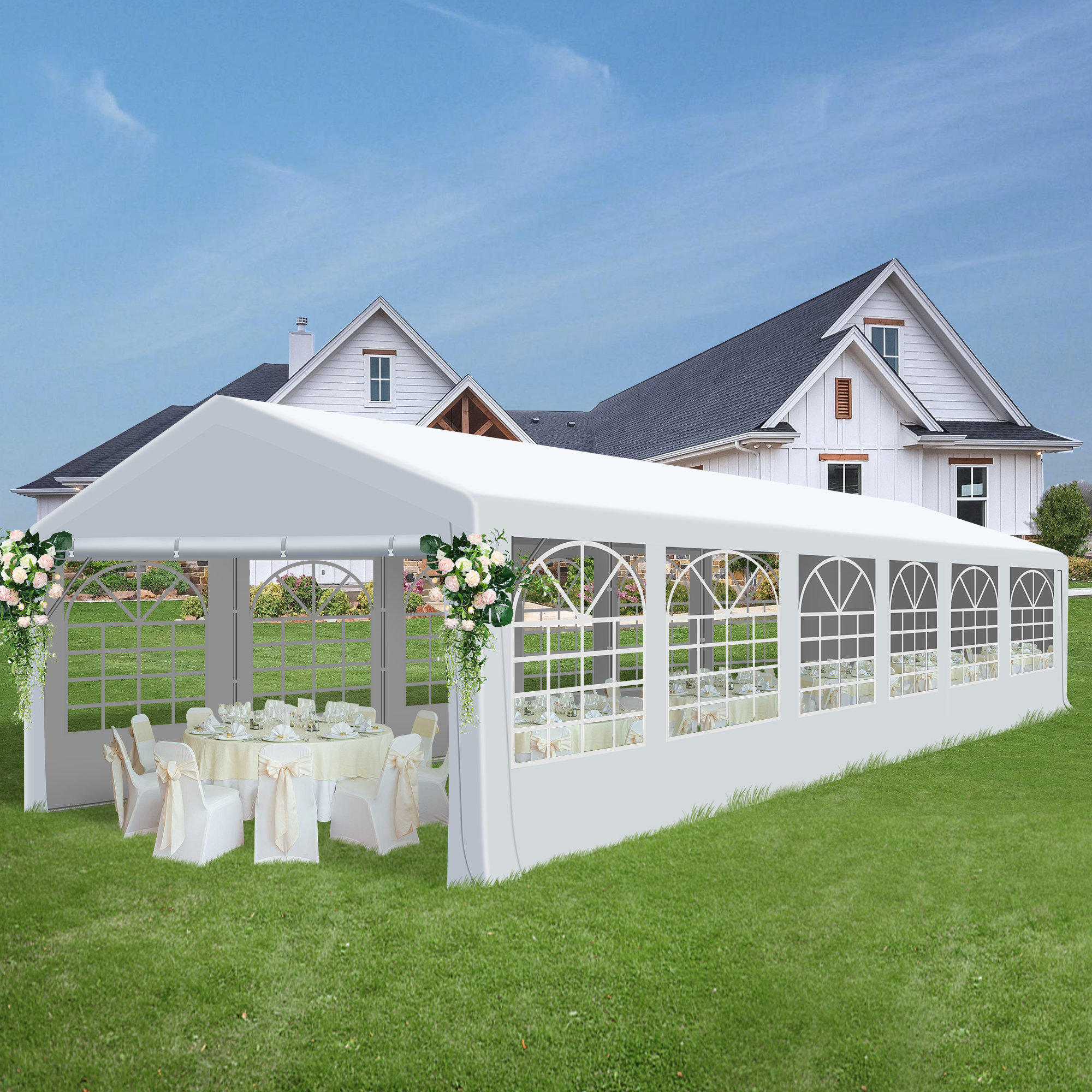 Gartoo 20 Ft. W x 40 Ft. D Metal Party Tent, Durable Wedding Gazebo ...