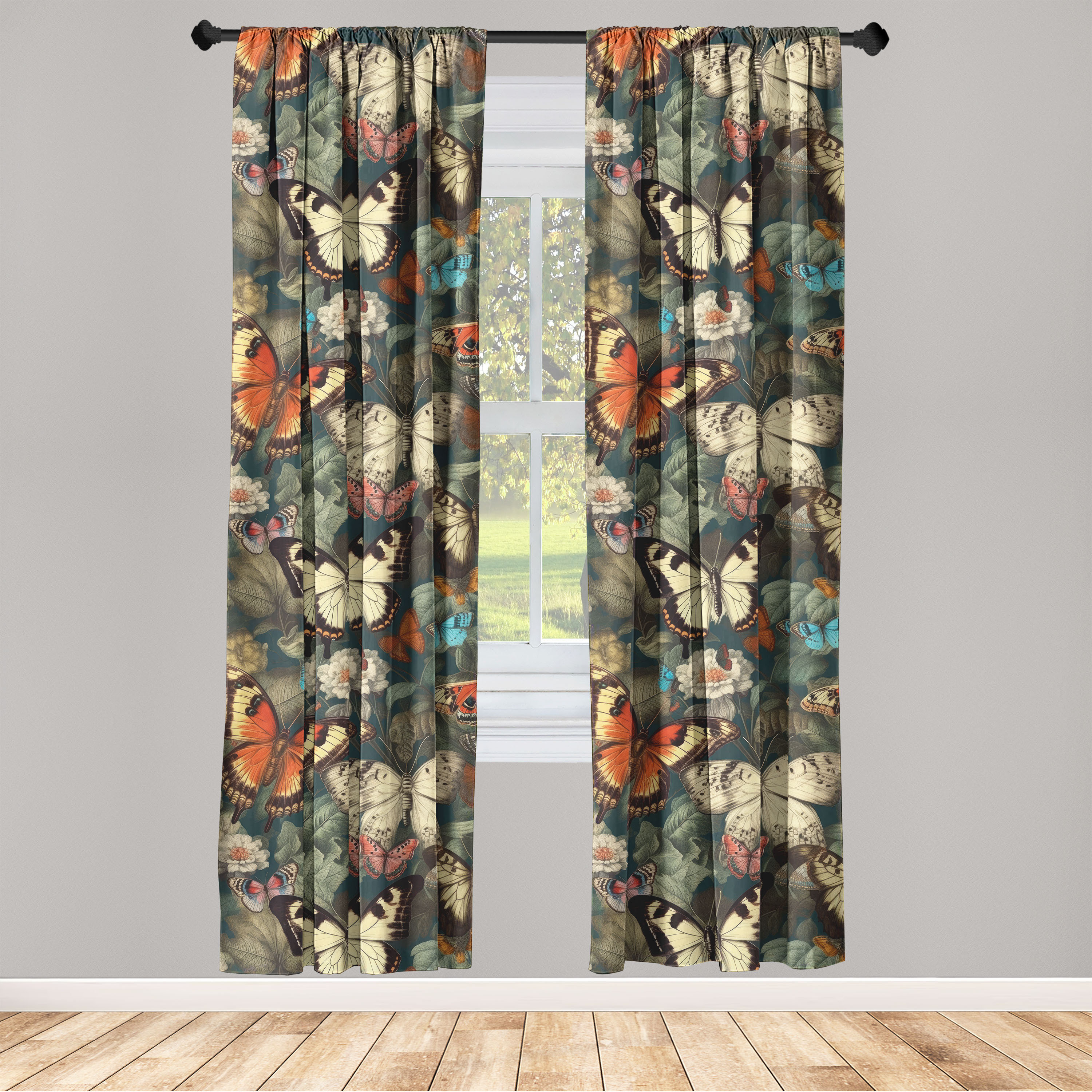 East Urban Home Spring Curtains Butterfly Floral Nature Art Pair 427576 ...