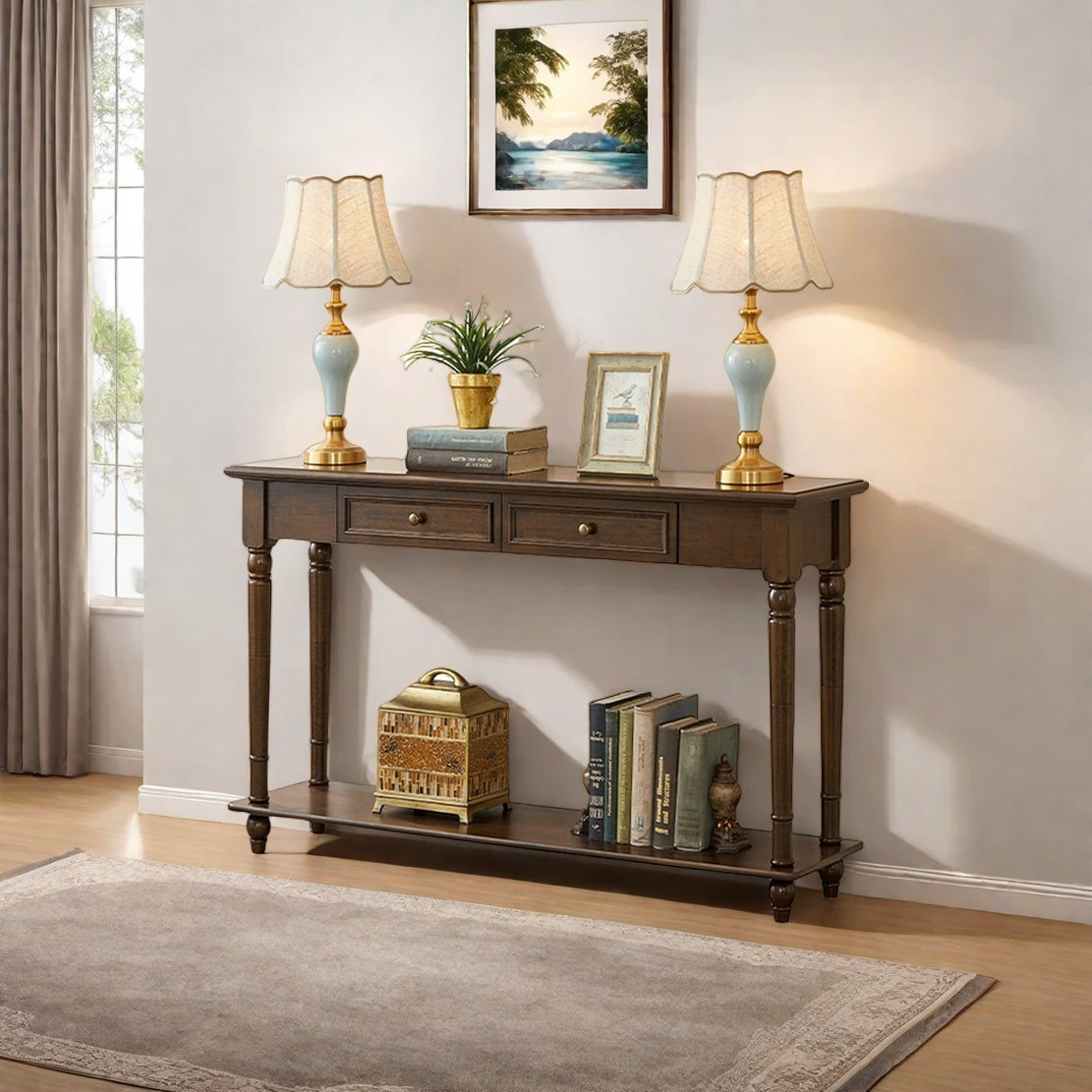 Canora Grey American Rustic Style Solid Wood Console Table | Wayfair