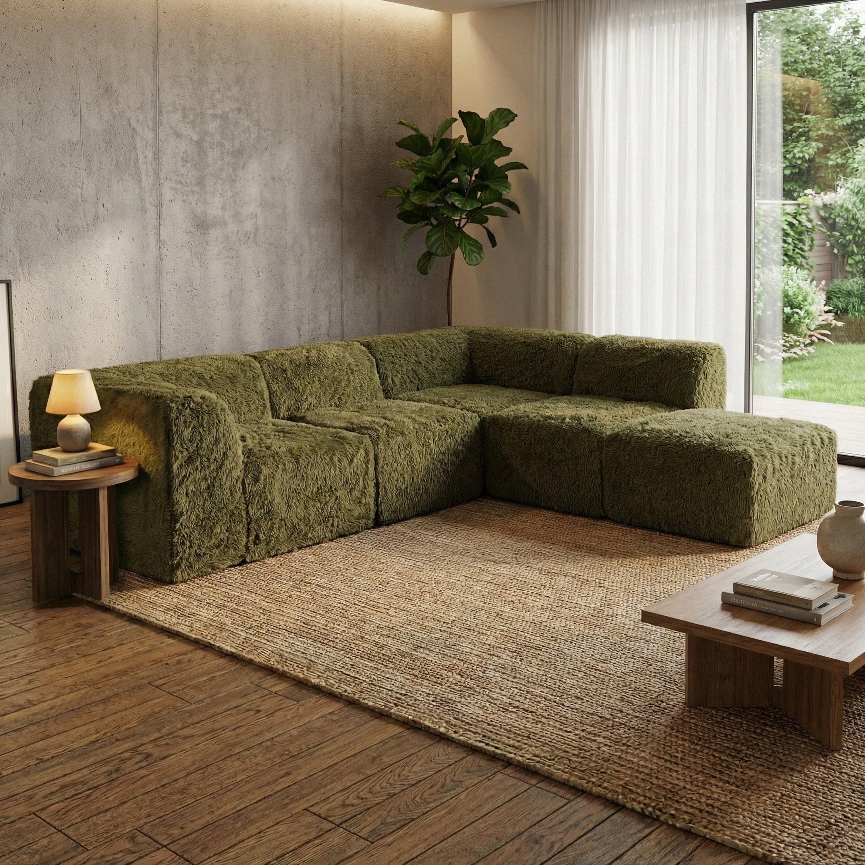 Hokku Designs Cathryn 5-Piece Faux Fur Foam Modular Compressed ...