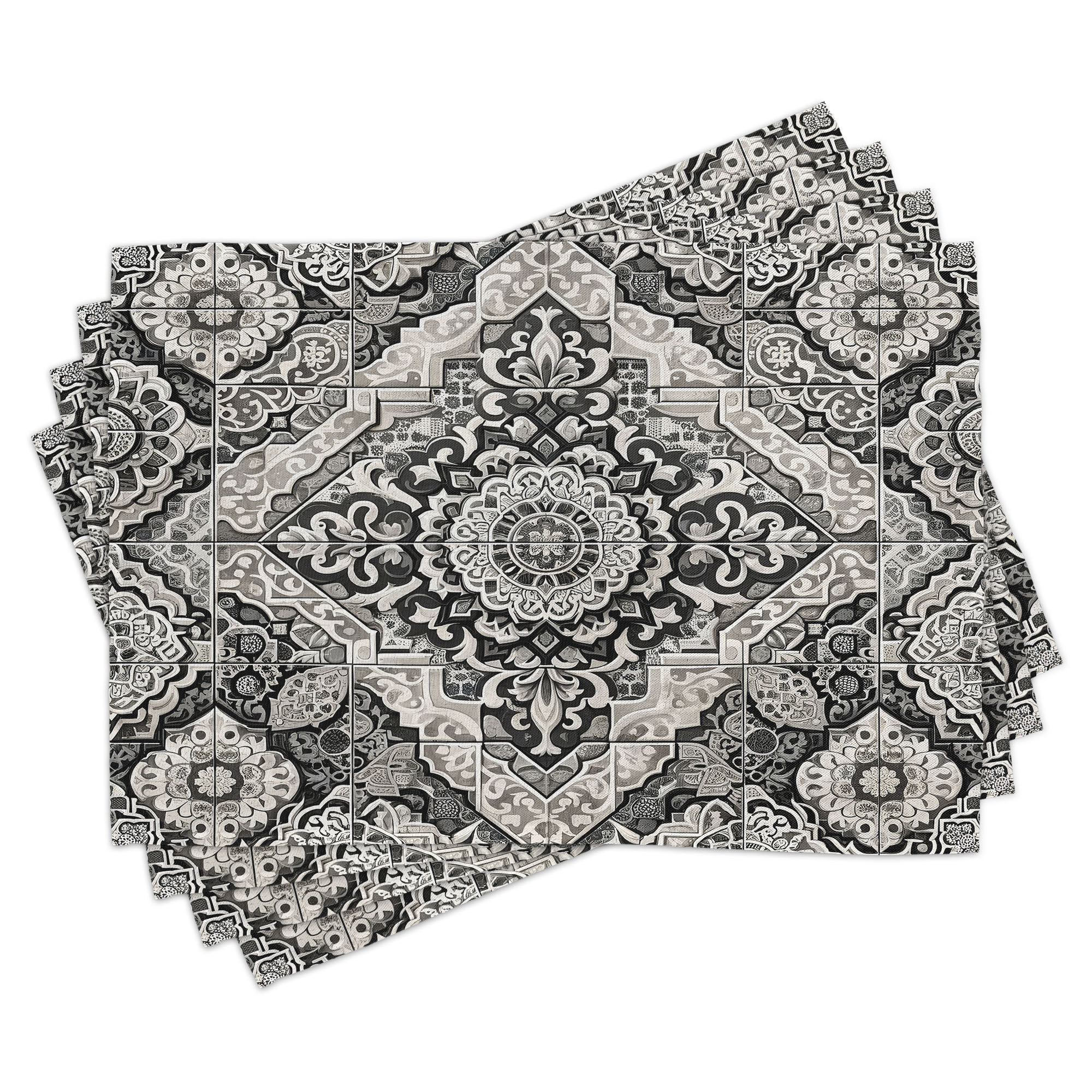 Ambesonne Grey Place Mats Set of 4 Eastern Mosaic Look Moroccan ...