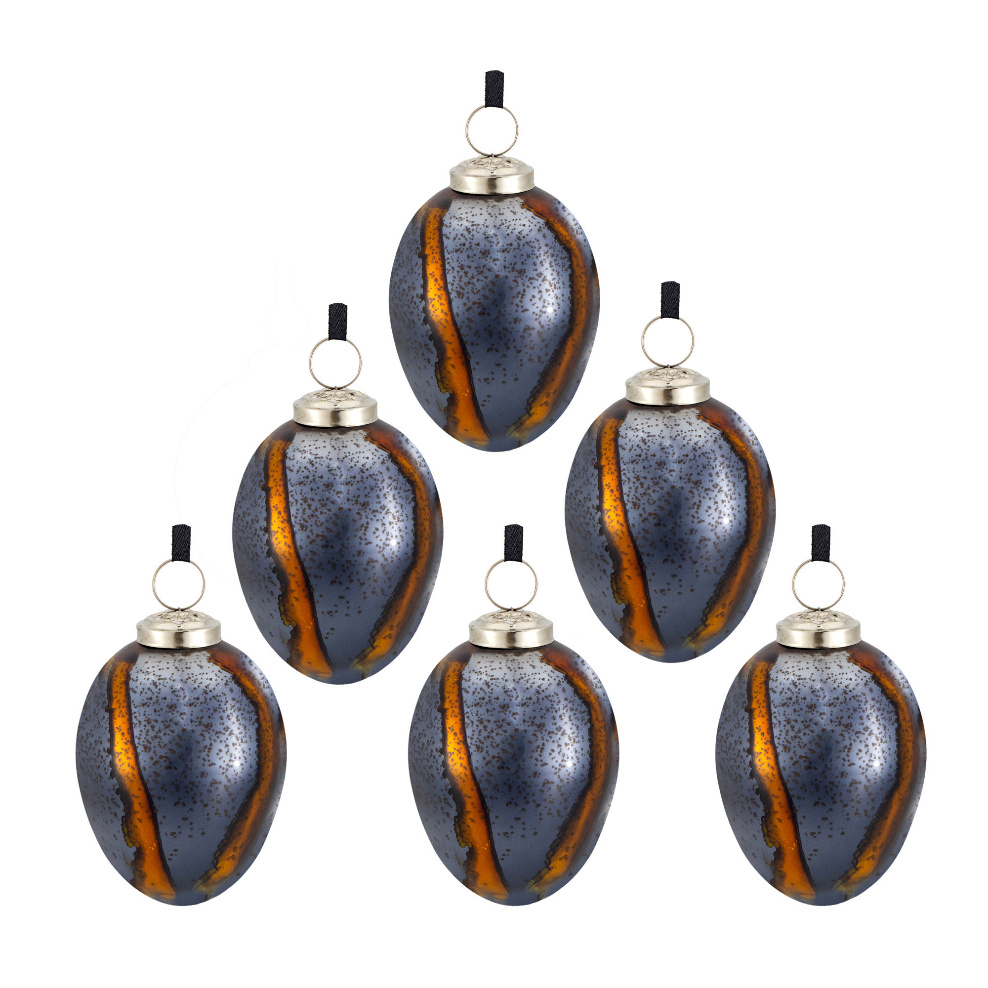 The Holiday Aisle® Set Of 6 3.1" Glass Egg-shaped Christmas Ornaments ...