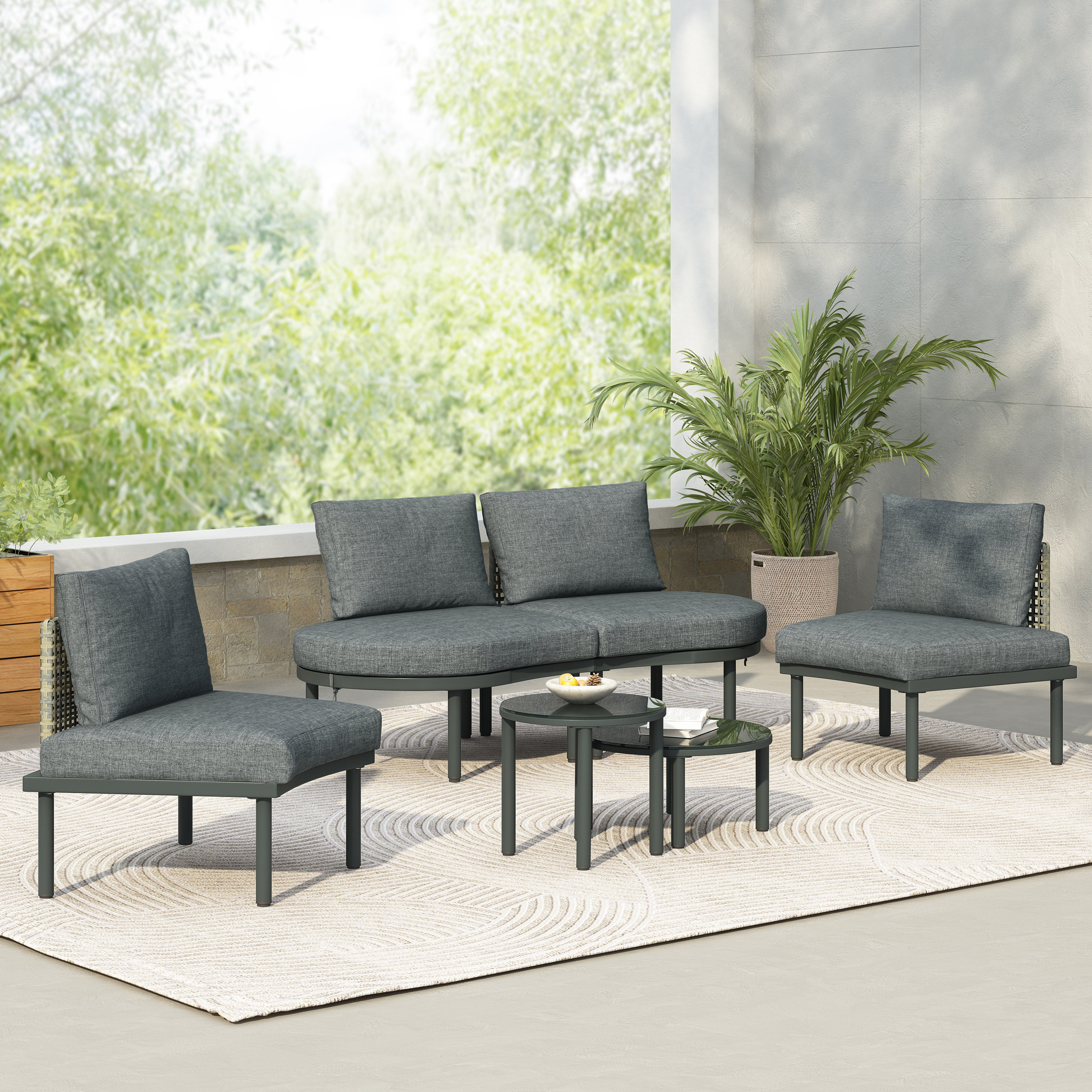Latitude Run® 6-piece Outdoor Conversation Set Including 2 Tables | Wayfair