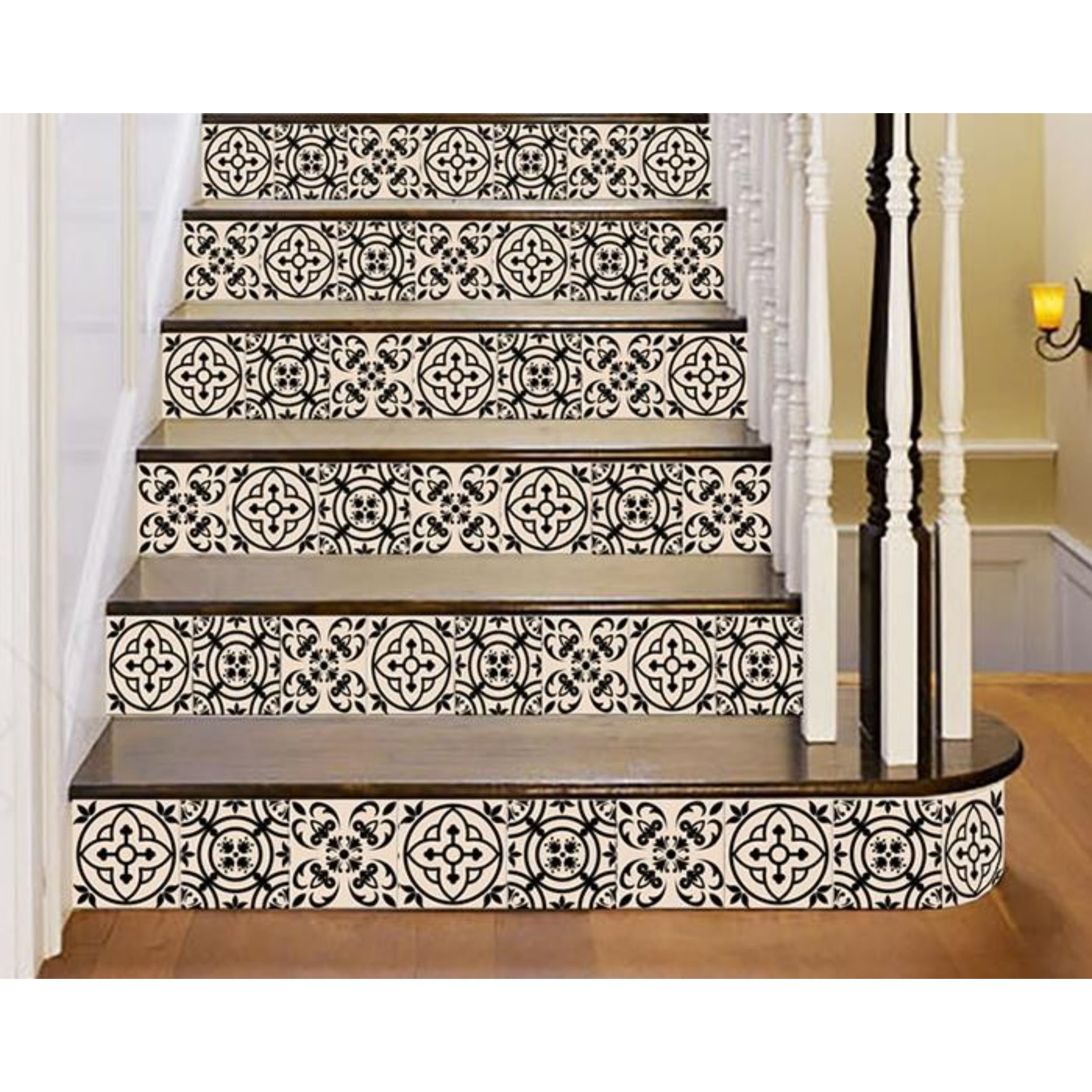 Canora Grey 5" X 5" Cream And Black Mosaic Peel And Stick Removable ...