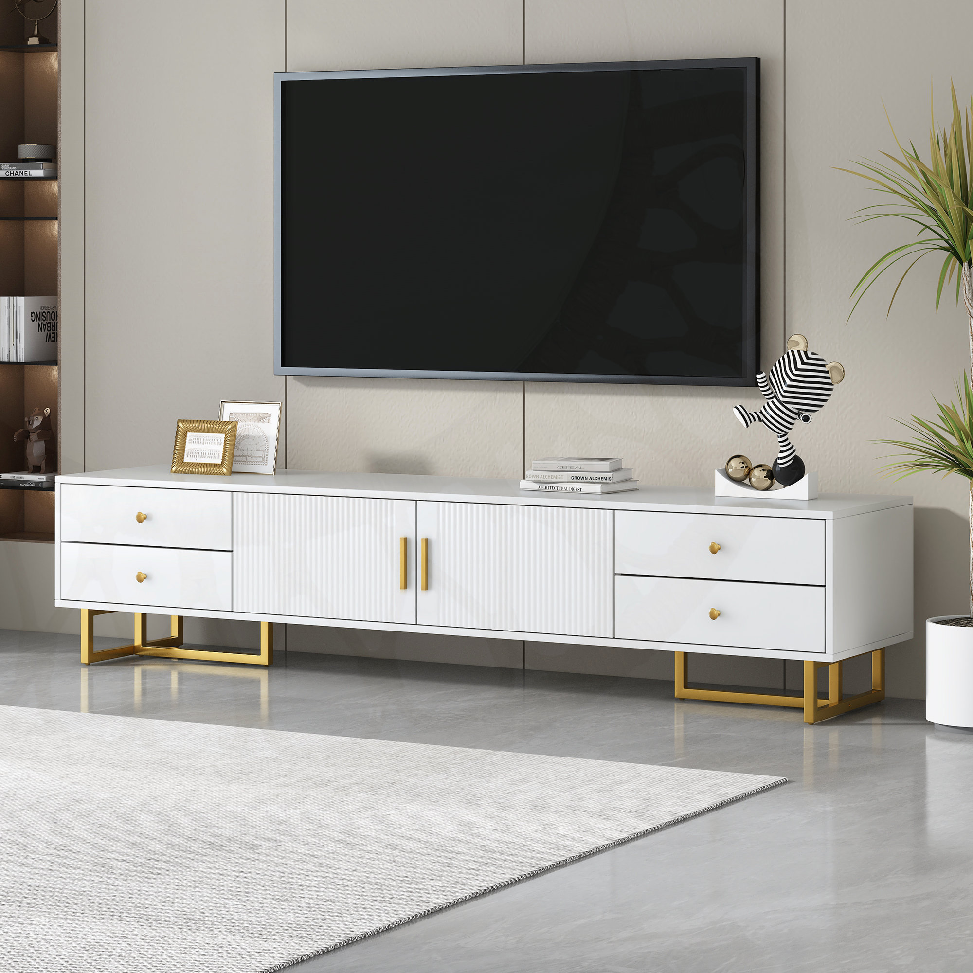 FOSHNATURE Modern TV Stand For Large-Sized Tvs, Entertainment Center ...