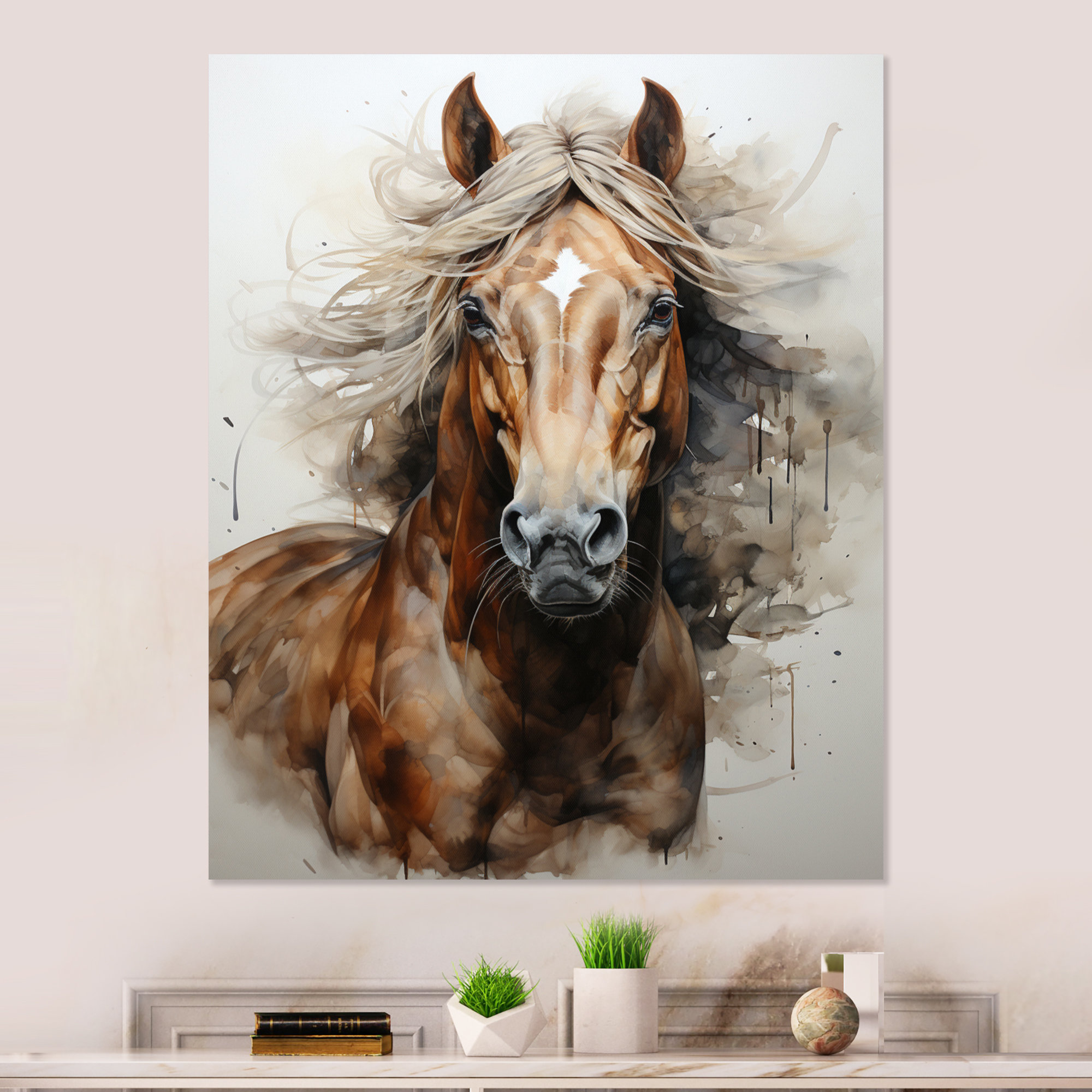 Union Rustic Brown Beige Horse Spirit Of Equus - Animals Horse Metal ...