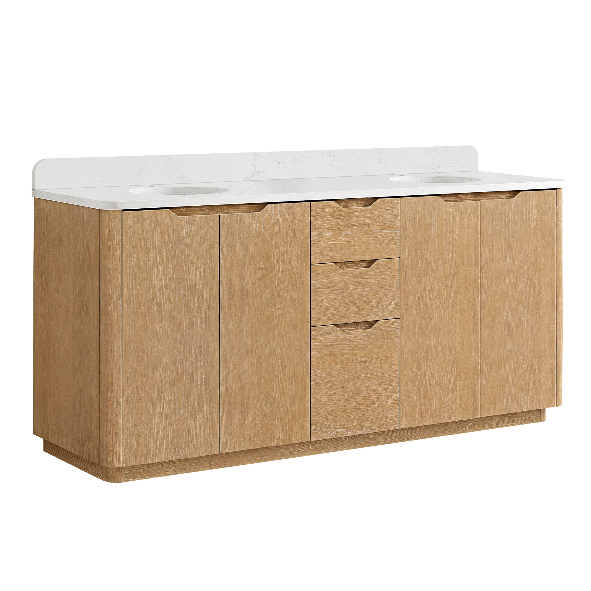 Joss & Main Innes 72" Double Bath Vanity with White Grain Stone Top ...