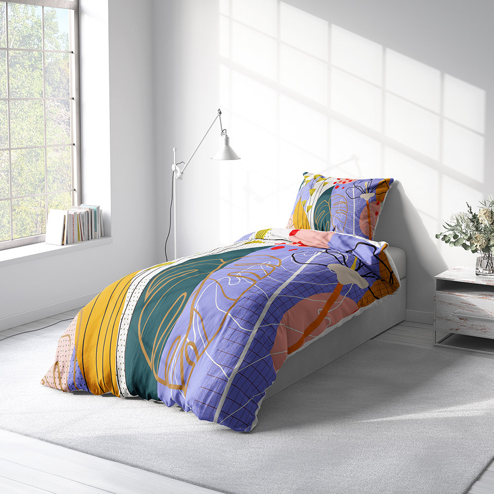 Folk N Funky Flowers Leaves And Decorative Pattern Duvet Cover Set With ...