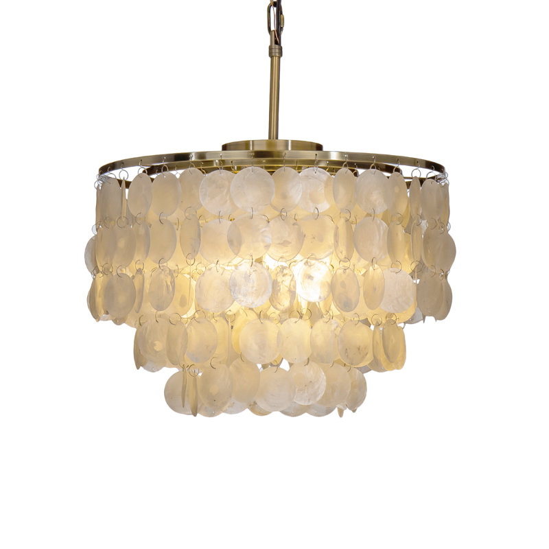 Dakota Fields Chyrl 3 - Light Coastal Natural Capiz Shell Tiered ...