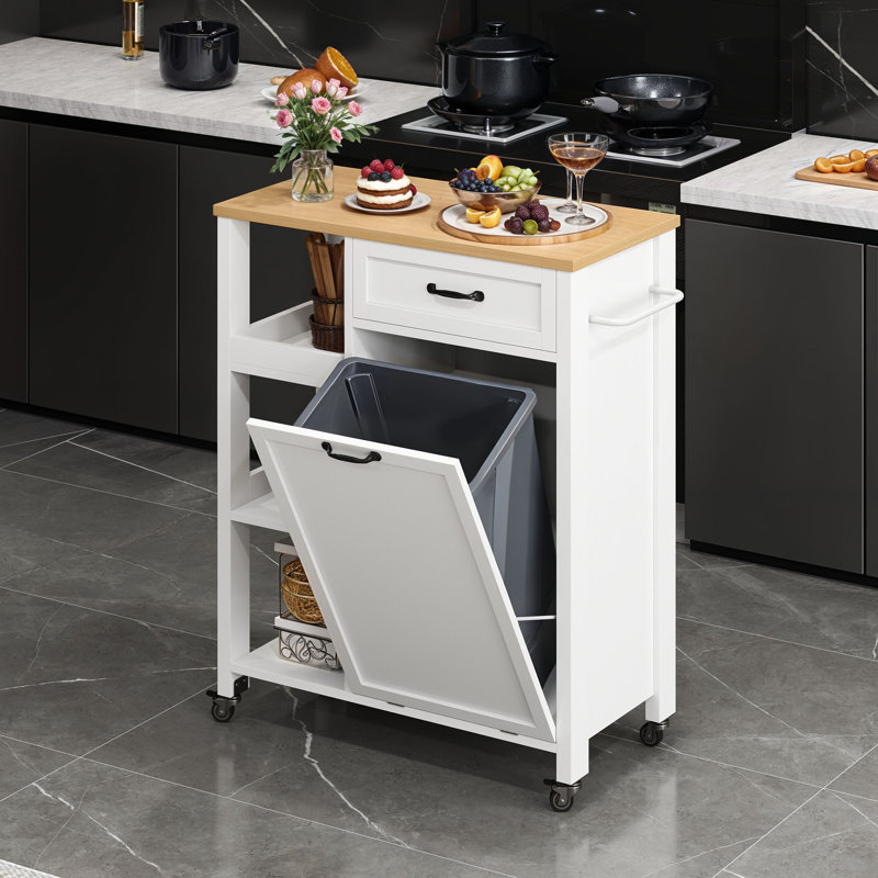 Winston Porter Kitchen Cart Kitchen Trolley With Spice Rack and Tilt ...