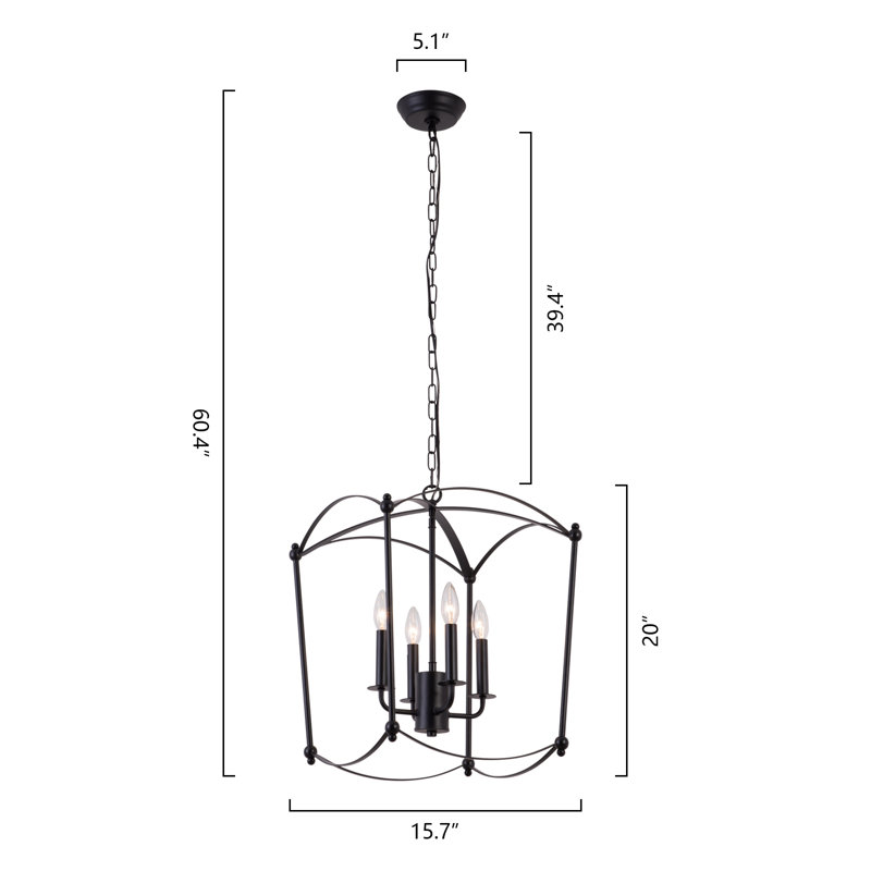 Wade Logan® Atavion 4 - Light Dimmable Square / Rectangle Chandelier ...