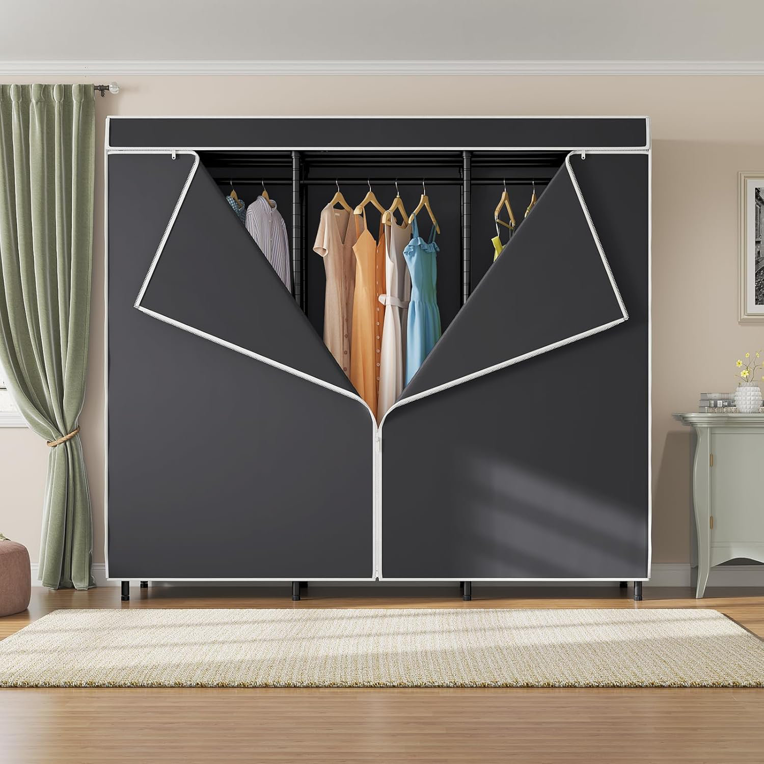 Rebrilliant Garment Rack Wardrobe Closet, Heavy Duty Clothes Rack With ...