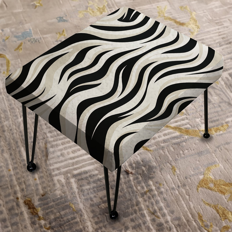 Design Art Black Zebra Print Wallpaper - Striped Rectangle Ottoman ...
