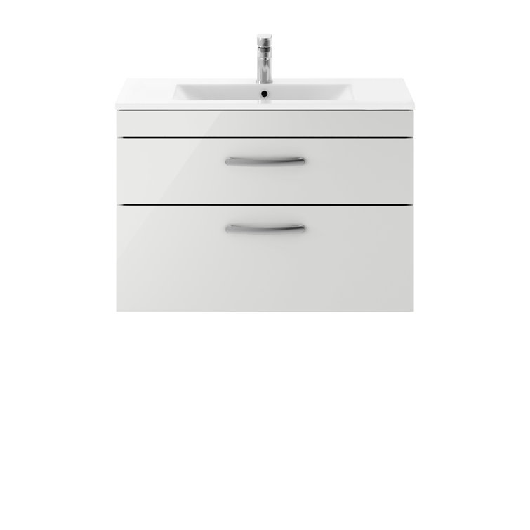Nuie 805mm Wall Mounted Bathroom Vanity with Integrated Ceramic Basin ...