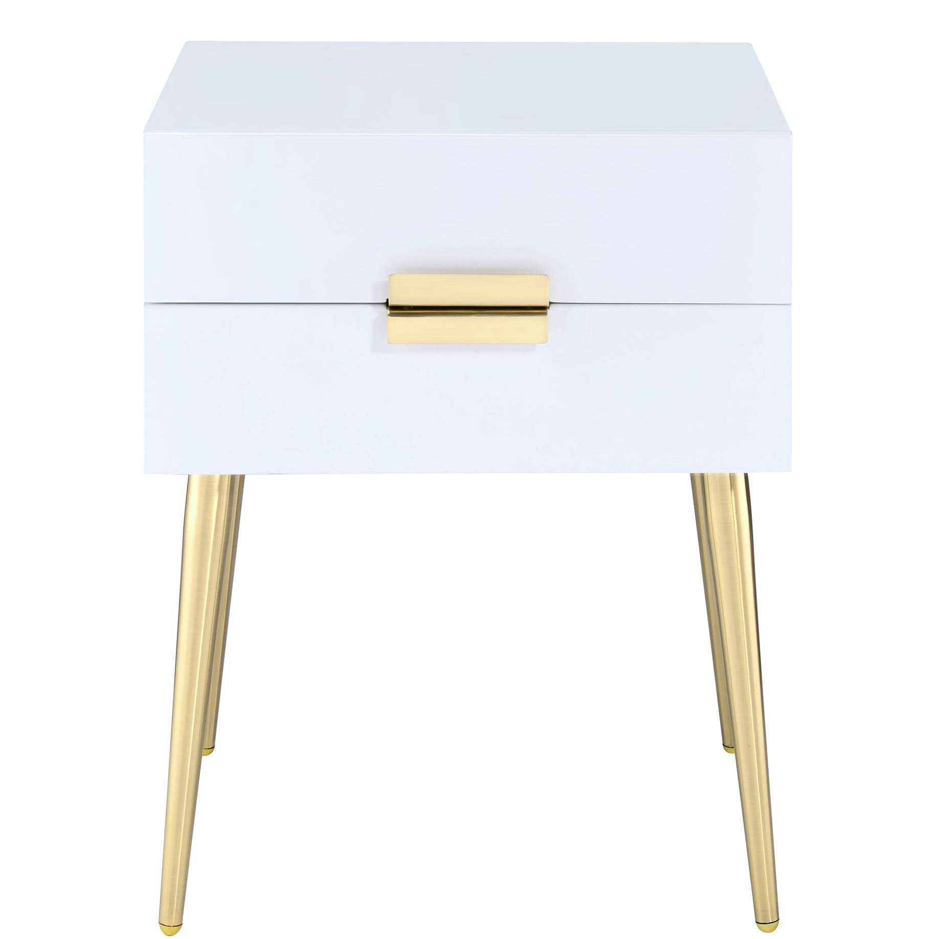 Latitude Run® White+Gold Side Table With 2 Drawers - Compact, Suited ...