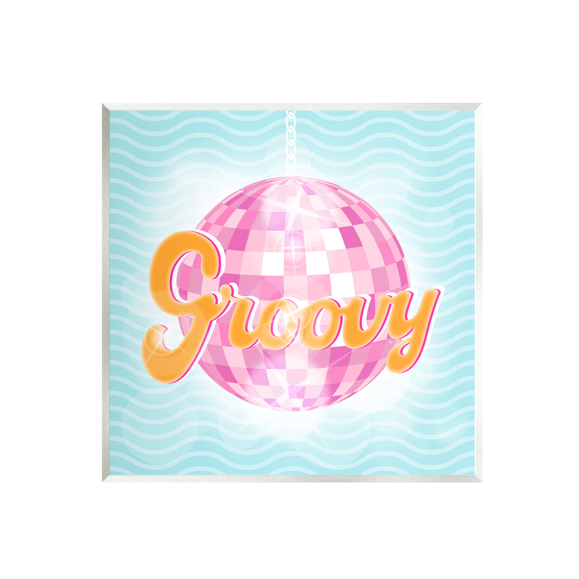 Stupell Industries Groovy Retro Disco Ball Stripes Wall Plaque Art By ...