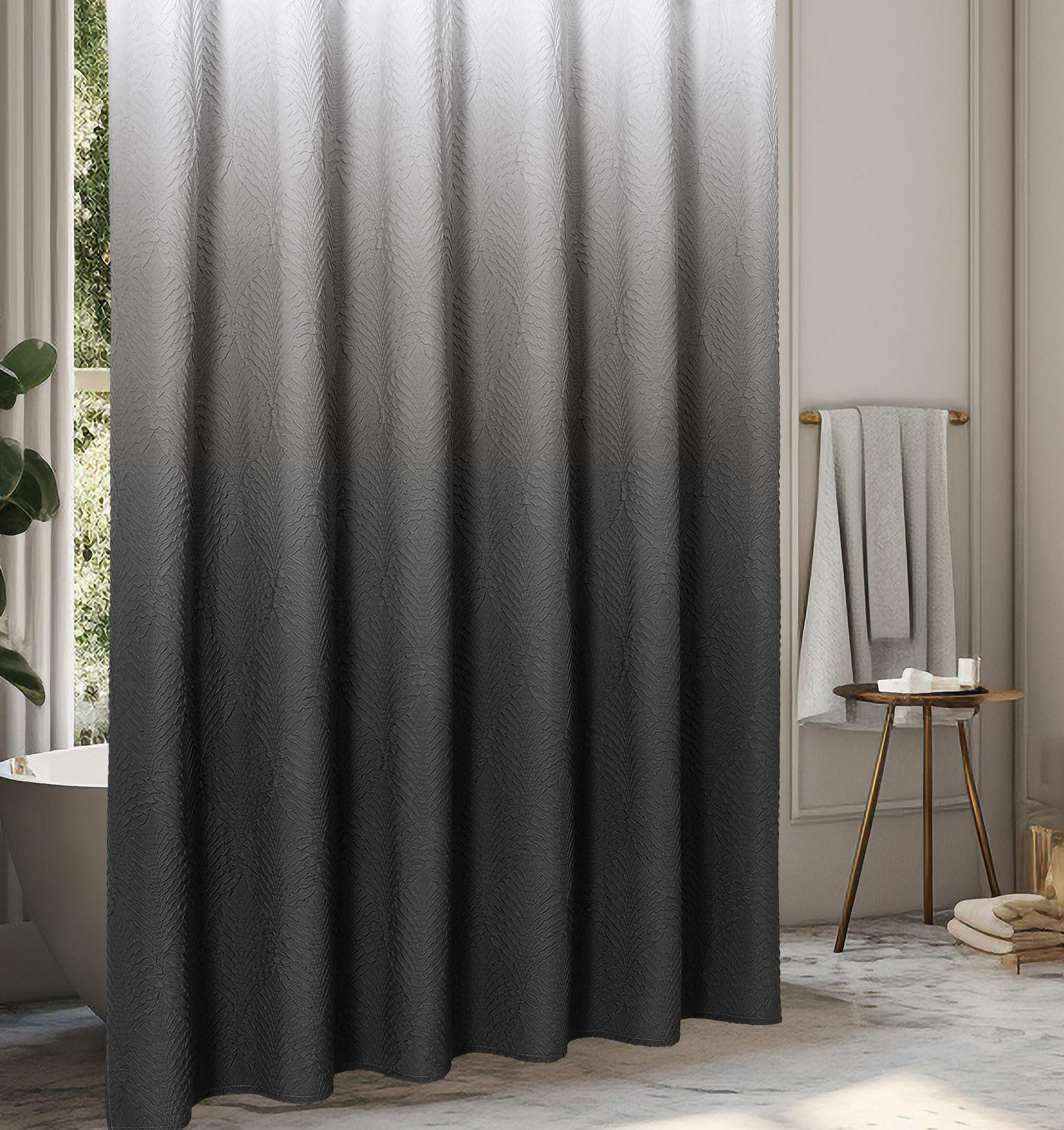 Winston Porter 3D embossed textured fabric shower curtain - Wayfair Canada