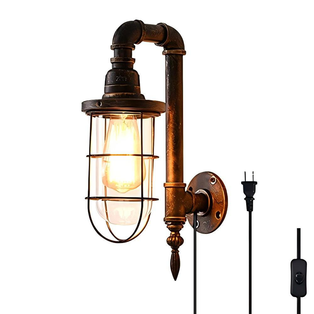 Williston Forge Industrial Plug In Wall Light E26 Base Edison Wire ...