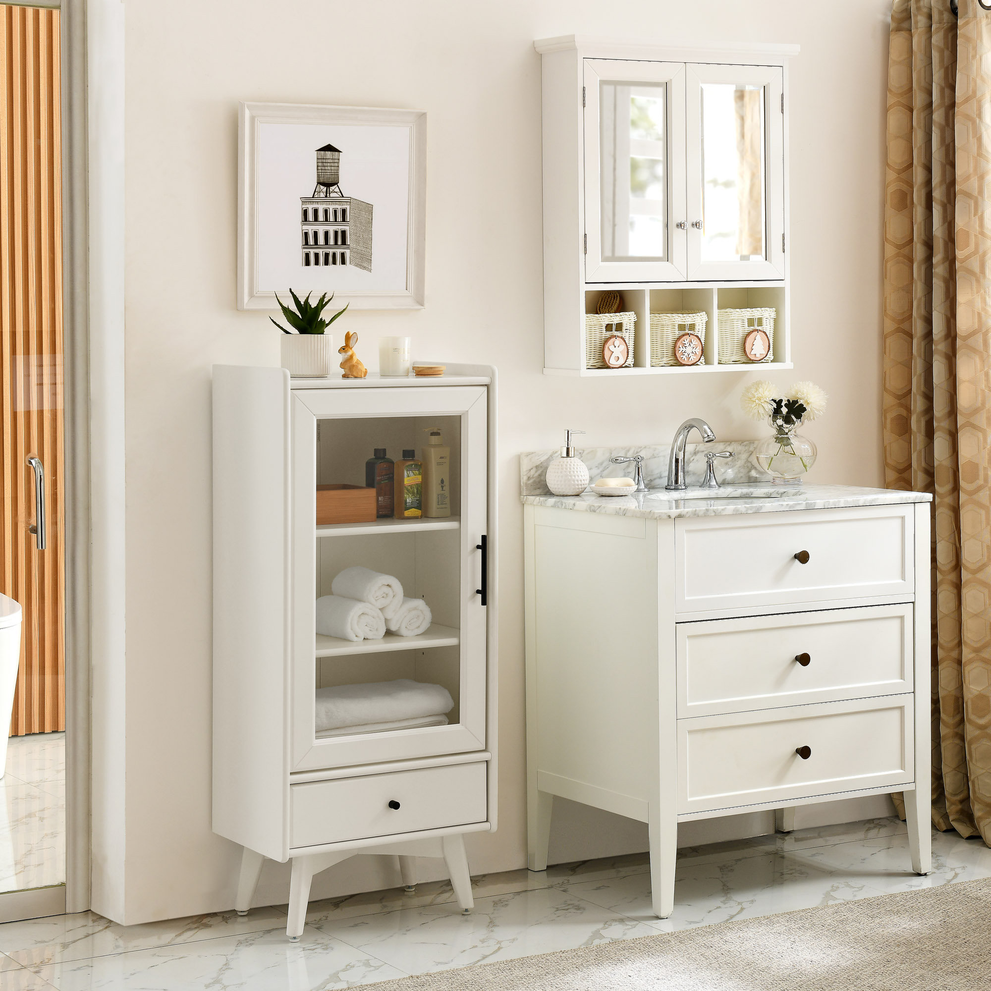 George Oliver Modern Bathroom Storage Cabinet & Floor Standing Cabinet ...