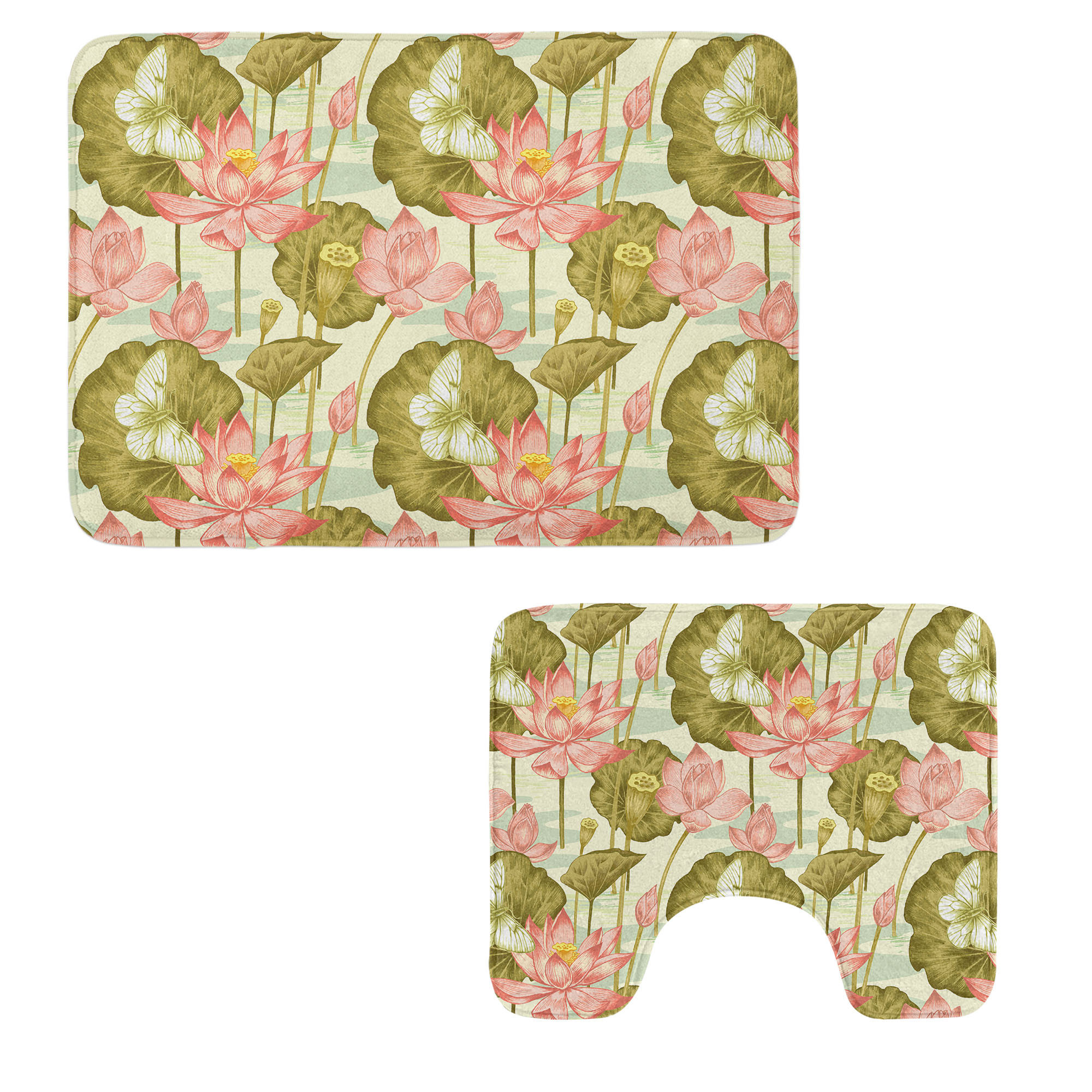 East Urban Home East Bathroom Rug Set 2 Pieces Rectangle & Contour Mats ...