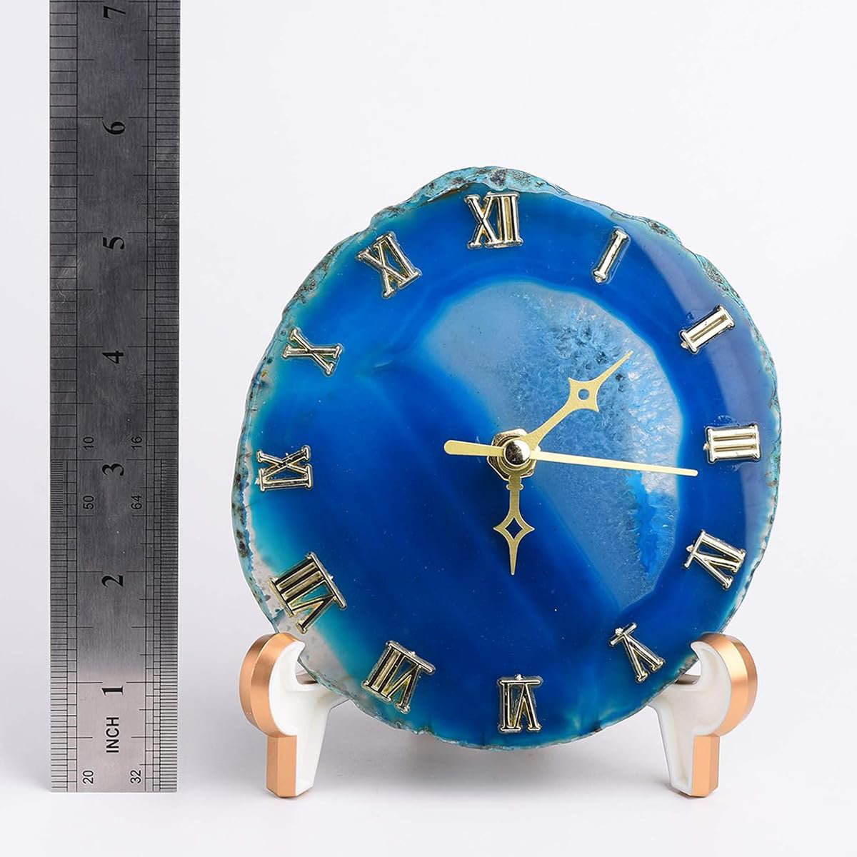 Mercer41 Agate Clock Crystal Desk & Shelf Clocks Home Decor (Blue ...