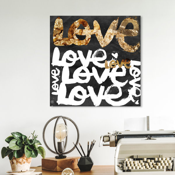 East Urban Home Four Letter Word Gold by Oliver Gal - Wrapped Canvas ...
