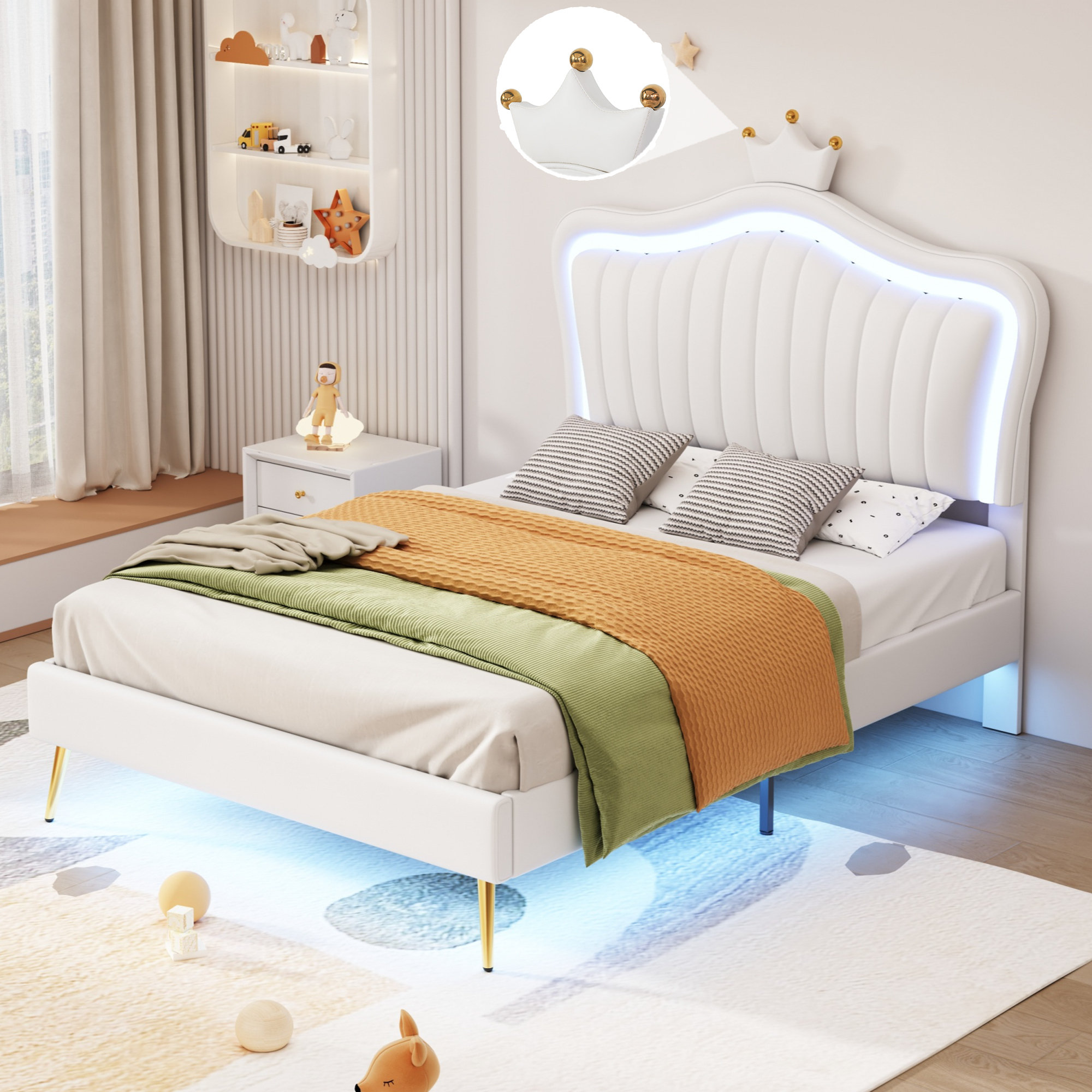 Zoomie Kids Aagna Vegan Leather Platform Bed | Wayfair