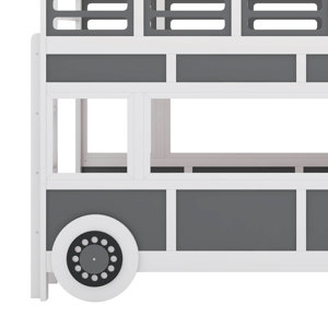 Zoomie Kids Alycee Twin over Twin Bus-shaped Bunk Bed with Wheels and ...