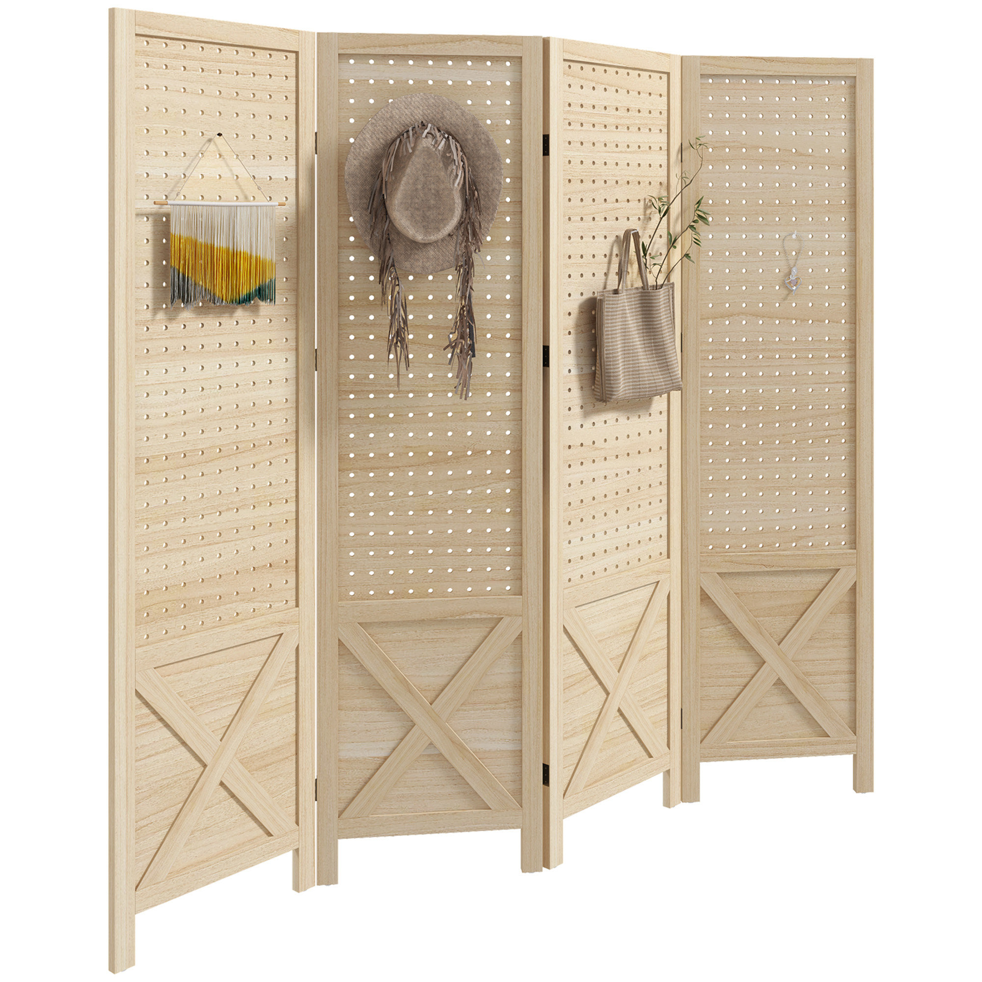 Sybertruck 4 Panel Pegboard Display Room Divider | Wayfair