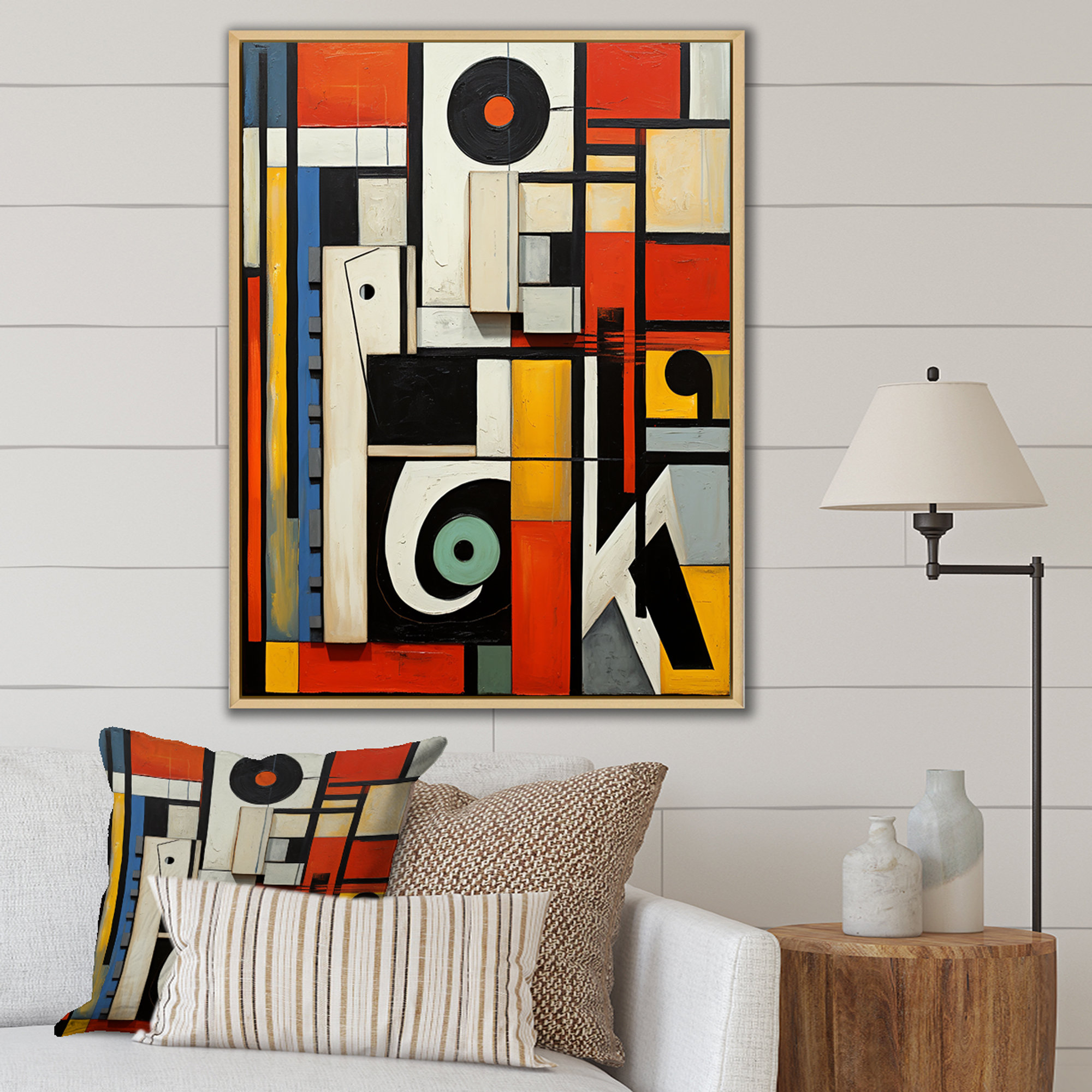 Wrought Studio™ New Order Abstract Vintage Geometric In Retro Red ...