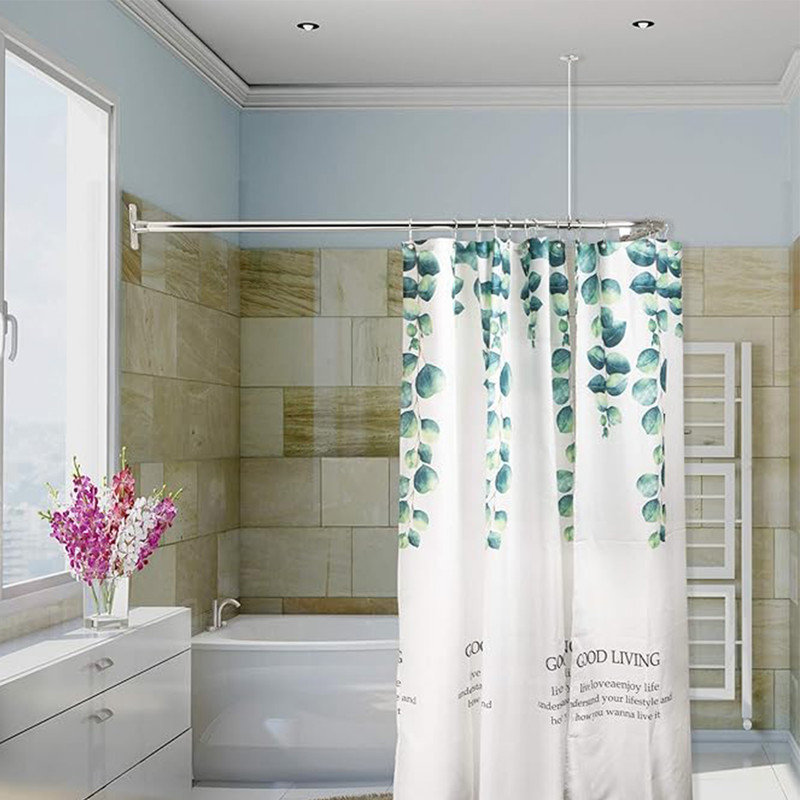 Minoky L Shaped Shower Curtain Rod, Bathroom Bathtub Corner Shower ...