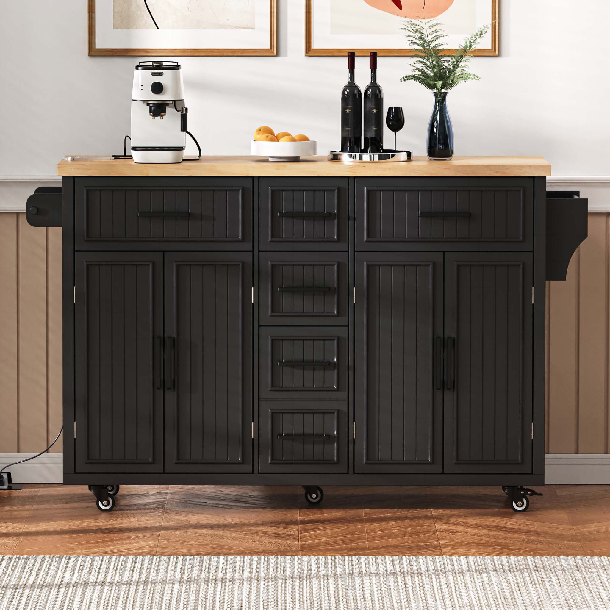 Lark Manor™ 56.5'' Kitchen Island with Drop Leaf, Power Outlet ...