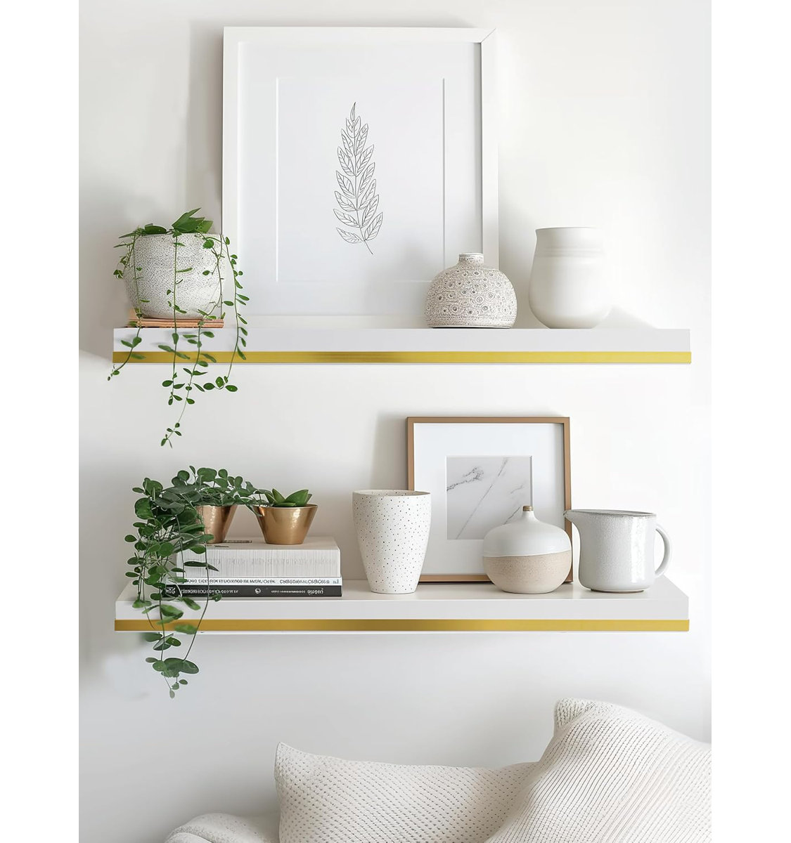 Mercer41 Floating Shelves Set of 2, Modern White Floating Shelves for ...