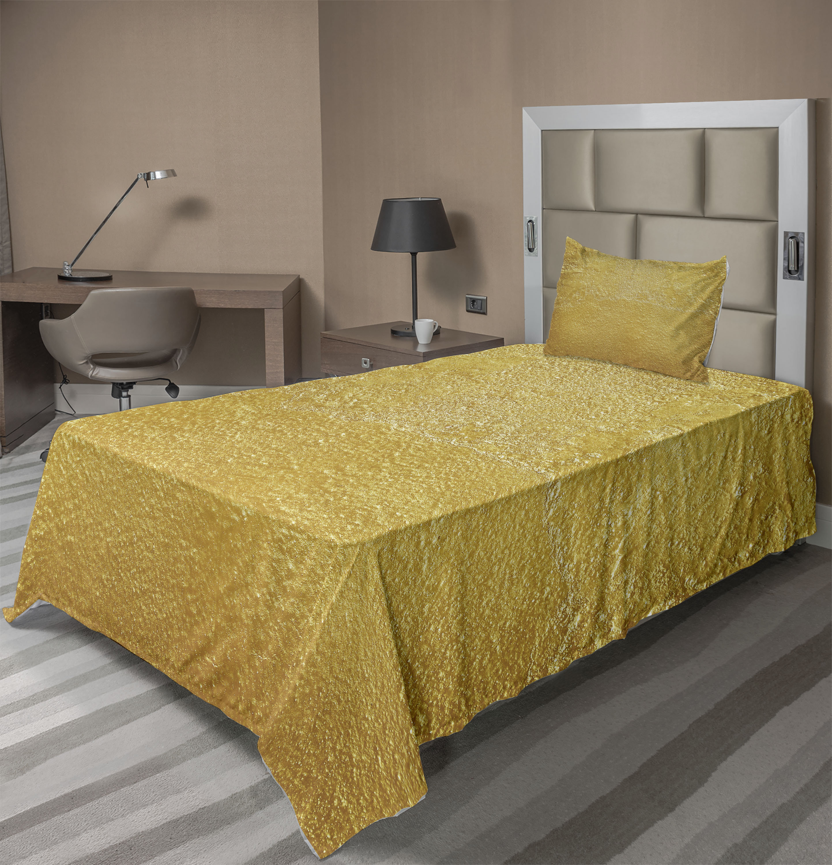 Ambesonne Abstract Yellow Sheet Set Grungy Wall Art Sand Brown Pale ...