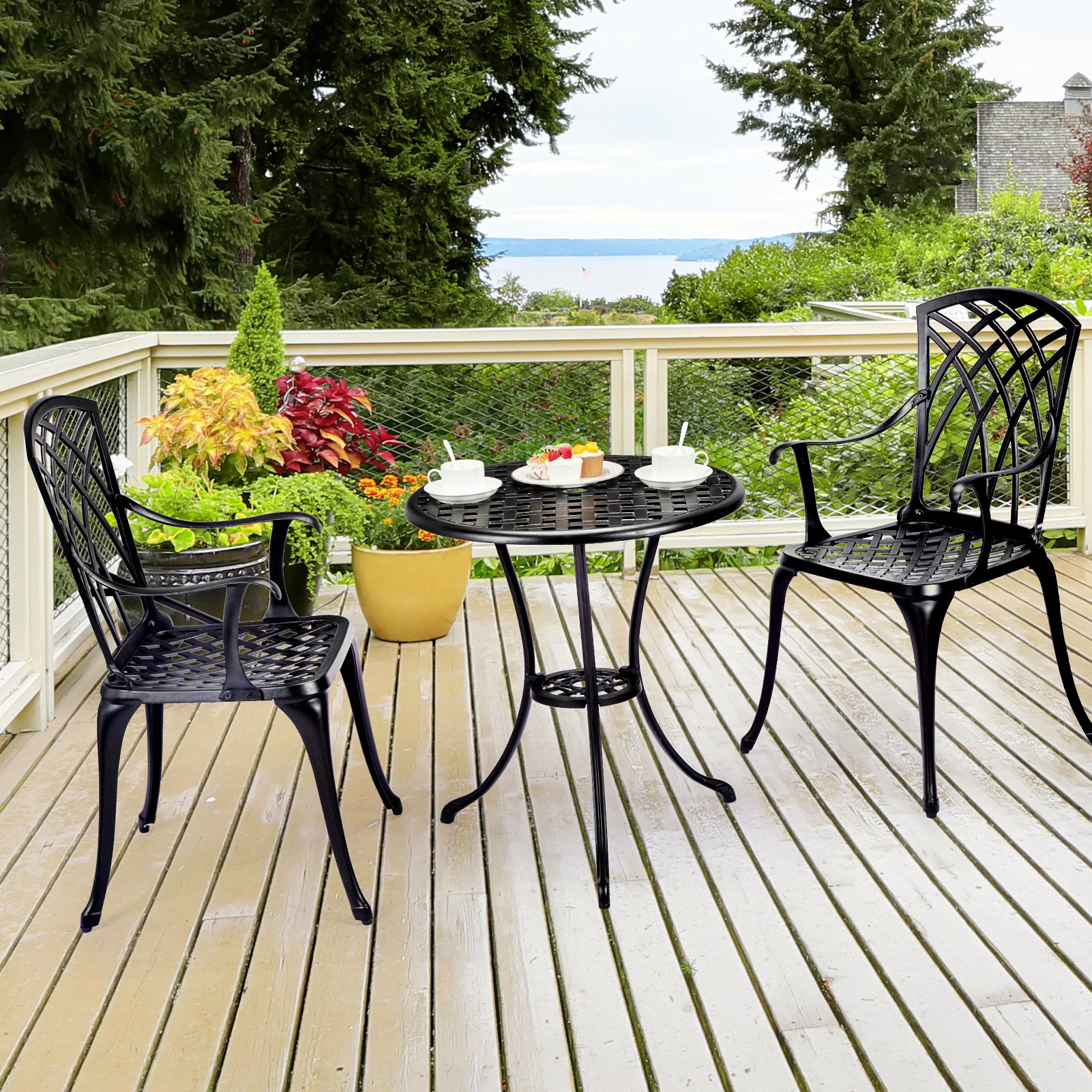 Alcott Hill® Balvir Round 2 - Person 23.6" Long Aluminum Bistro Set ...
